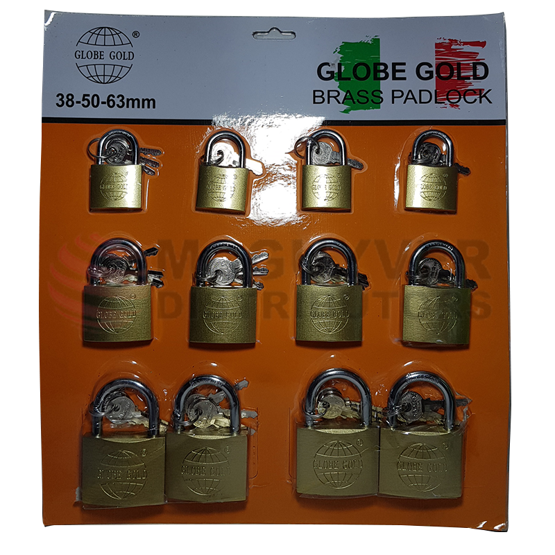 Globe Gold Brass Padlock 38-50-63mm (Sold by Pack of 12) – McGuyver ...