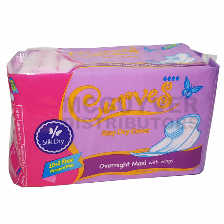 Curves Maxi Pad 30×10 Silk dry Overnight – McGuyver Distributors